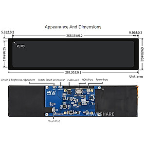 waveshare 11.9inch HDMI LCD 320×1480, IPS Display Capacitive Touch Screen LCD, for Raspberry Pi 4B/3B+/3B/2B/Zero W/Zero 2 W/Zero 2 WH/Jetson Nano/PC/Windows 11/10 / 8.1/8 / 7