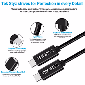 Tek Styz PRO 45W Charge Kit Compatible with Your Sony WF-1000XM4 with Fast/Quick Charge 3 Plus Hi-Power 100W PD/USB-C 4ft Cable! (Black)