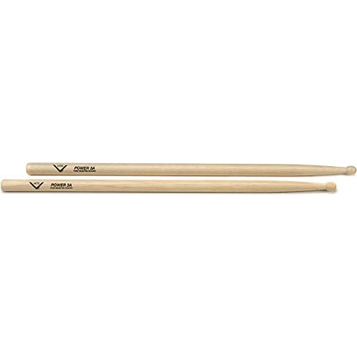 Vater 3A Power Wood Tip Hickory Drumsticks, Pair