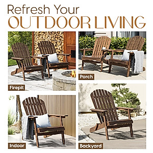 IDZO Outdoor Adirondack Chair Set of 2, Pre-Assembled Backrest, Patio Furniture Set, Outdoor Furniture for Garden, Porch, Deck, Firepit