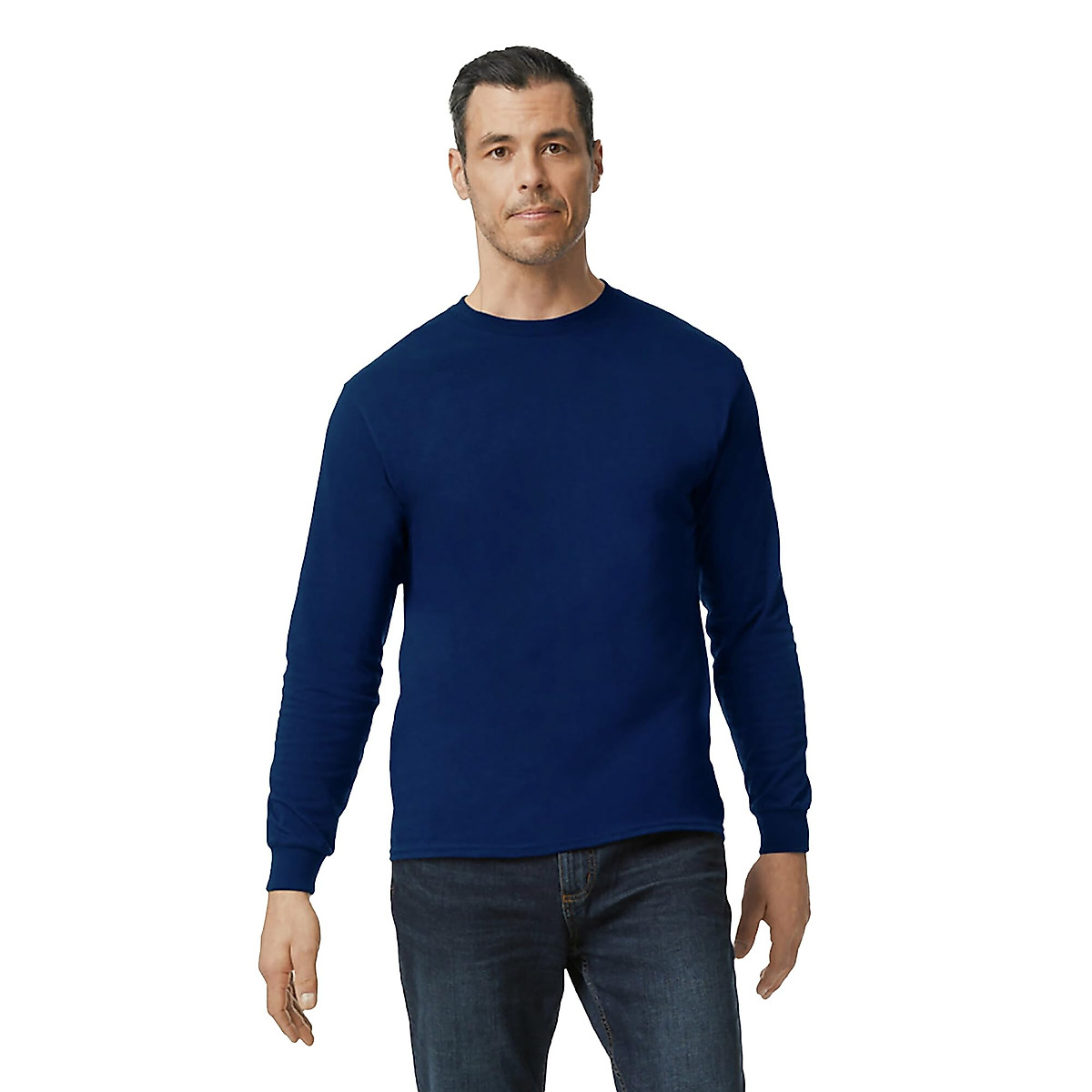 Gildan Men's Heavy Cotton Long Sleeve T-Shirt, Style G5400, 2-Pack, Navy, X-Large