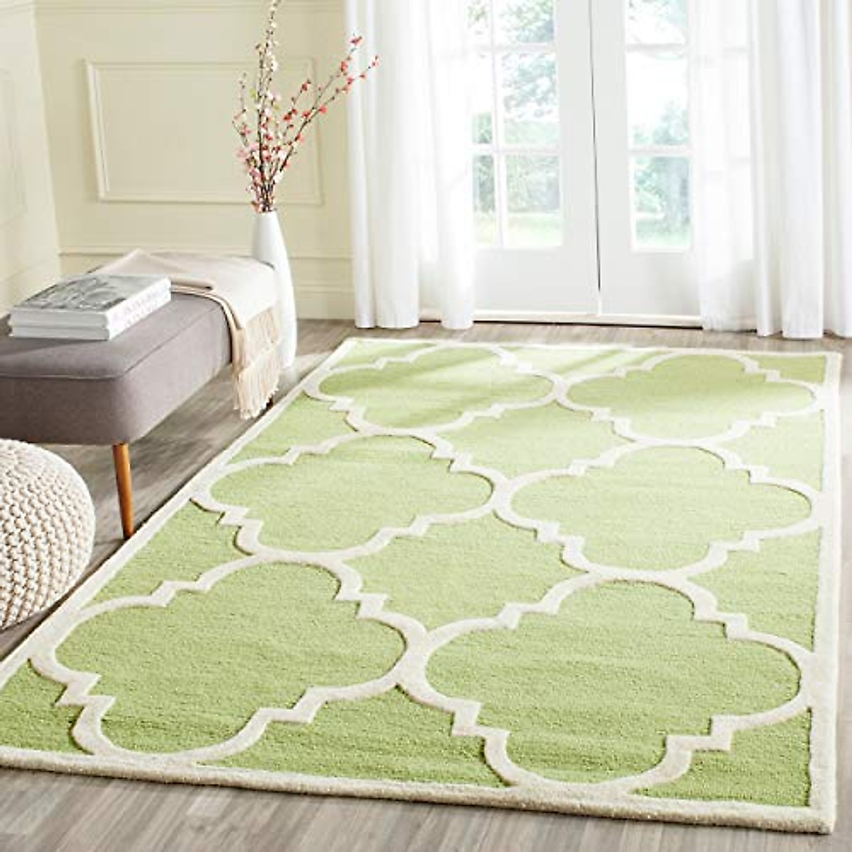 SAFAVIEH Cambridge Collection Area Rug - 9' x 12', Green & Ivory, Handmade Moroccan Trellis Wool, Ideal for High Traffic Areas in Living Room, Bedroom (CAM140T)