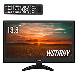 Wstirhy 13.3 inch Small BNC Monitor, 1366x768 Resolution, Small Monitor with Remote Control, HDMI VGA AV BNC USB, Mini Monitorfor Fire Stick, Computer, Raspberry Pi, Kitchen Monitor, Built-in Speaker