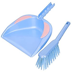 Cabilock 1 Set Practical Cleaning Broom Desk Cleaning Broom Mini Broom and Dustpan Car Desk Garbage Can Pet Cage Broom Handheld Broom Mini Pan Cleaner Mini Garbage Container Blue Plastic