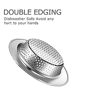 2 Pcs Kitchen Sink Strainer, Stainless Steel Large Wide Rim 4.5 Inch Diameter Sink Drain Strainer, Metal Fine Mesh Kitchen Sink Stopper, Anti Clogging Perfect for Kitchen Sinks Drains Thicken Edge