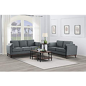 Lexicon Averi Textured Fabric Love Seat, 62" W, Gray