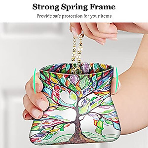 Squeeze Coin Purse, Fintie PU Leather Coin Pouch Change Holder for Woman Girls (Love Tree)