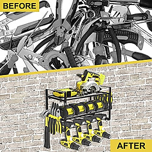 Easterville Power Tool Organizer - Wall Mount Heavy Duty Drill Holder, 3 Layers Tool Rack Cordless Drill Holder, Garage Tool Organizers with 4 Drill Holders Gift for Father