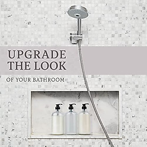 kitchentoolz 32-Ounce Pump Bottles, Large Clear Glass Boston Round Bottles w/Black Pumps. Great for Lotions, Laundry Soap Detergent, Oils, Sauces - Food Safe and Medical Grade (Pack of 2)