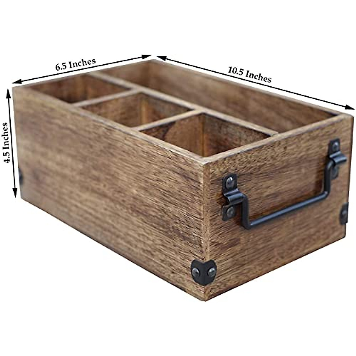 Mother's Day Gifts Wooden Kitchen Utensil Holder With 4 Compartments Wood Utensil Organiser for Cutlery, Napkins, Cups Caddy Organizer