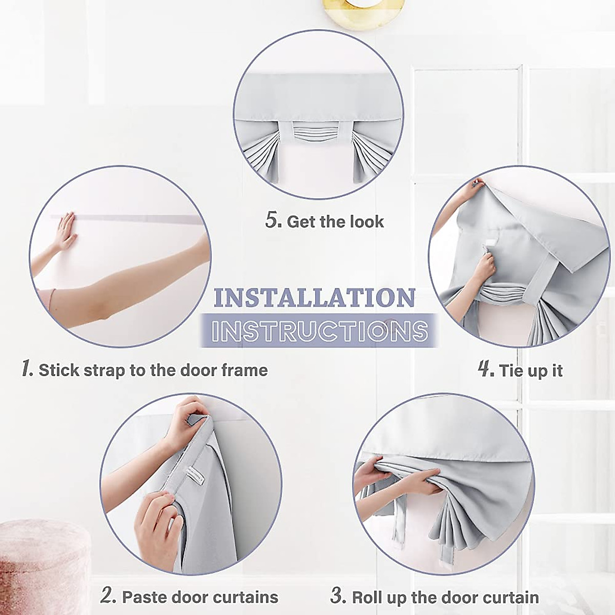 RYB HOME Room Darkening Blinds for Patio Door, Privacy Door Window Curtains Thermal Insulate Covering for Patio Door Glass Door Front Door, 26 inch x 80 inches, Greyish White, 1 Panel