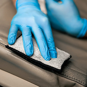 Autofiber Scrub Ninja - Interior Scrubbing Sponge (5”x3”) for Leather, Plastic, Vinyl and Upholstery Cleaning (White/Gray)