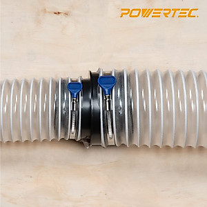 POWERTEC 70170 5” to 4” Reducer Dust Collection Fitting, ABS Plastic (Black)