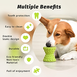 Interactive Treat Dispensing Puppy Toys - Dog Bones for Aggressive Chewers Super Dog Toys Tough Chew for Dogs Toy Bone, Natural Rubber Leaked Dumbbells