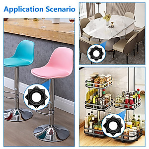 4 Pcs 4 Inch Square Rotating Bearing Plate, 300lbs Capacity Turntable Bearing Swivel Plate for Serving Trays, Kitchen Storage Racks, Makeup Holder - 5/16-Inch, Thick Black