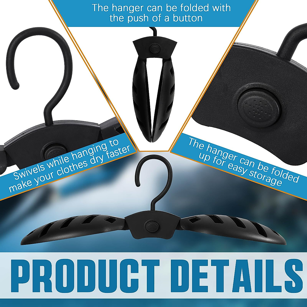 2 Pcs Foldable Wetsuit Hanger Fast Dry Surfing Suit Hangers Folding Vented Hanger for Men Women Suit Diving Accessories