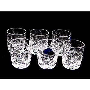 SET of 6 Russian Vintage CUT Crystal Stemless Shot Vodka Glasses 1.5 Oz / 50 ml, Old-fashioned Handmade European Crystal Gift Set