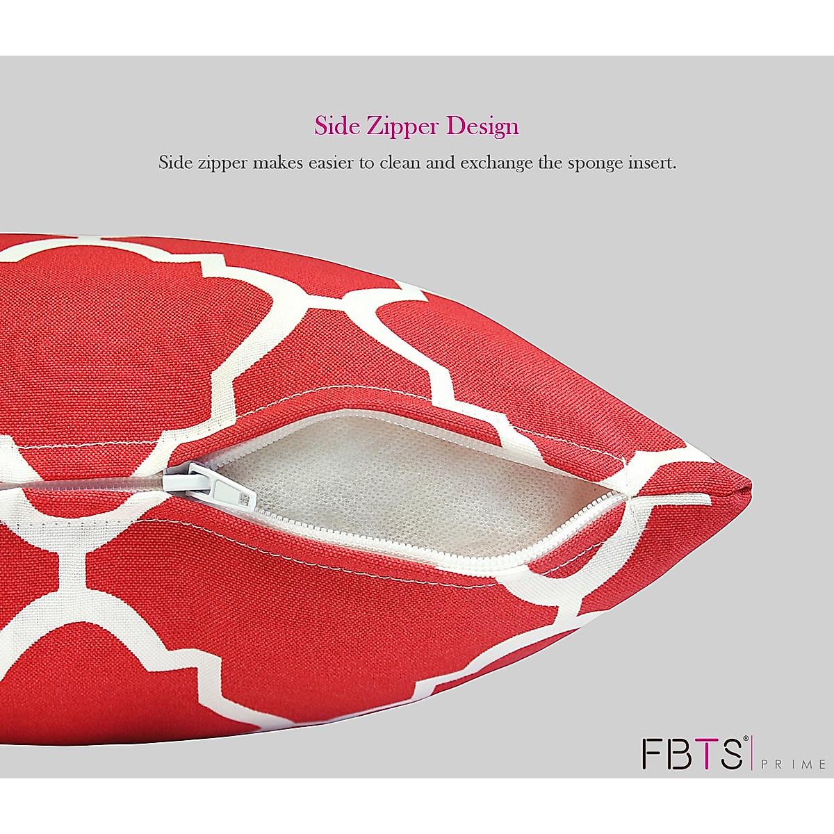 FBTS Prime Pack of 2 Outdoor Waterproof Decorative Throw Pillow Covers for Patio Furniture, 18x18 Inch Fade Resistant Patio Garden Cushions for Couch Bed Sofa, Geometric Red