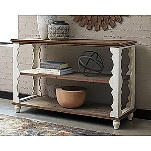 Signature Design by Ashley Alwyndale Wood 3 Shelf Console Sofa Table, Brown & White