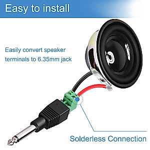 DKARDU 1/4 Inch Jack 6.35mm Mono Male Plug for Guitar/Speaker/Microphone Audio Cable, 2 Pole Terminal Female Solderless Screw Converter Adapter Replacement Repair Plug, 4 PCS