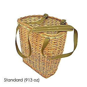 Acropolis Wicker Forage Basket - Basket for Mushroom Picking - Mushrooms Bag - Foraging Bag with Straps for Forager - Belt Forage Basket Pouch for Hiking, Camping, Hunting, X-Large (RNG-6)