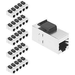 VCE RJ45 Cat6 Shielded in-line Coupler 25-Pack, Cat 6 Female to Female Keystone Jack 8P8C Cat5e Modular Connector with Keystone Latch