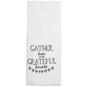 fillURbasket Cute Kitchen Towels Set, Fun Dish Towels with Sayings Faith, Blessed, Family, Love, Home & Dreams Theme, 5 Flour Sack Towels for Dish Drying Decor 16x28 Cotton