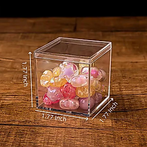 LOVPLAY Acrylic box with Lid Clear 12 Pack Small Acrylic Square Cube Containers Plastic Storage Box 1.77x1.77x1.77Inch/45X45X45mm for Birthday Valentine's Day Party Favor Candy Pill and Tiny Jewelry