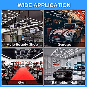 MODERN Hexagon Garage Light: Higher Brightness 720W 86400 Lumens Hexagon Led Garage Light with Rectangle Frame 6500K for Garage, Basement, Warehouse, Auto Beauty Shop, Car Detailing Shop etc.