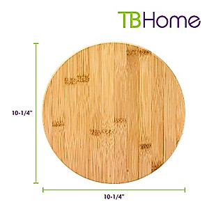 TB Home 10” Bamboo Lazy Susan Organizer for Kitchen, Turntable for Cabinet, Table or Pantry