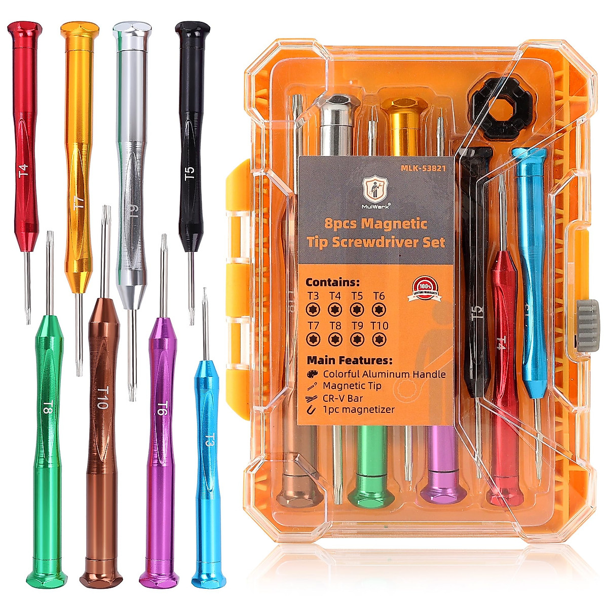 MulWark 8pc Mini Screwdriver Set - Magnetic Torx Screwdrivers Repair Kit for Electronics, Jewelry, Eyeglasses, Xbox Controller, iMac, Watch Screwdriver - Compatible Small Screwdriver Set