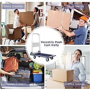 Folding Platform Truck, Hand Push Cart, Warehouse Rolling Flatbed Dolly with Swivel Wheels, 330 LBS Load Capacity, Ideal for Home, Auto, Office Use