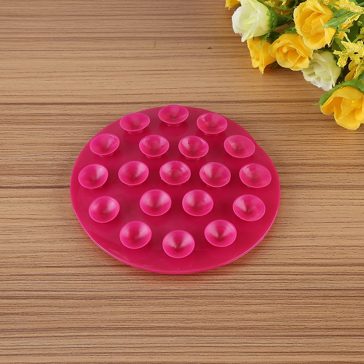 (Pack of 2) Creative Children's Tableware Sucker Baby Kids Magic Suction Mat Portable Double-Sided Suckers Anti-Slip Plate Bowl Cutlery Placemat(Rose Red)