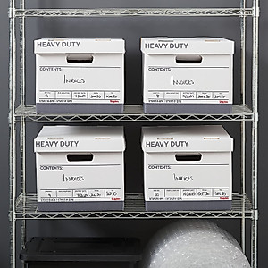 Staples Heavy-Duty Storage Boxes, Top Tab, Stacking Strength 850 lb, White/Gray, 9 3/4"H x 12"W x 15"D, 4/Ct