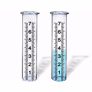 BIUWING 7" Capacity Glass rain Gauge Replacement Tube for Outdoors Yard Garden with Lip, Best Rated, Easy to Read (2 pcs)