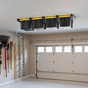 TORACK Garage 16" Studs Ceiling Bin Storage Rack, Overhead Tote Storage Rail System Heavy Duty Adjustable Tote Slide Garage Storage System(for 4 Bins, Bins are not included)