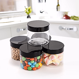 Tosnail 30 Pack 4 oz Clear Plastic Jars with Black Lids Leak-Proof Round Food Safe Storage Containers for Kitchen Use, Beauty Products, Slime, Spices and More