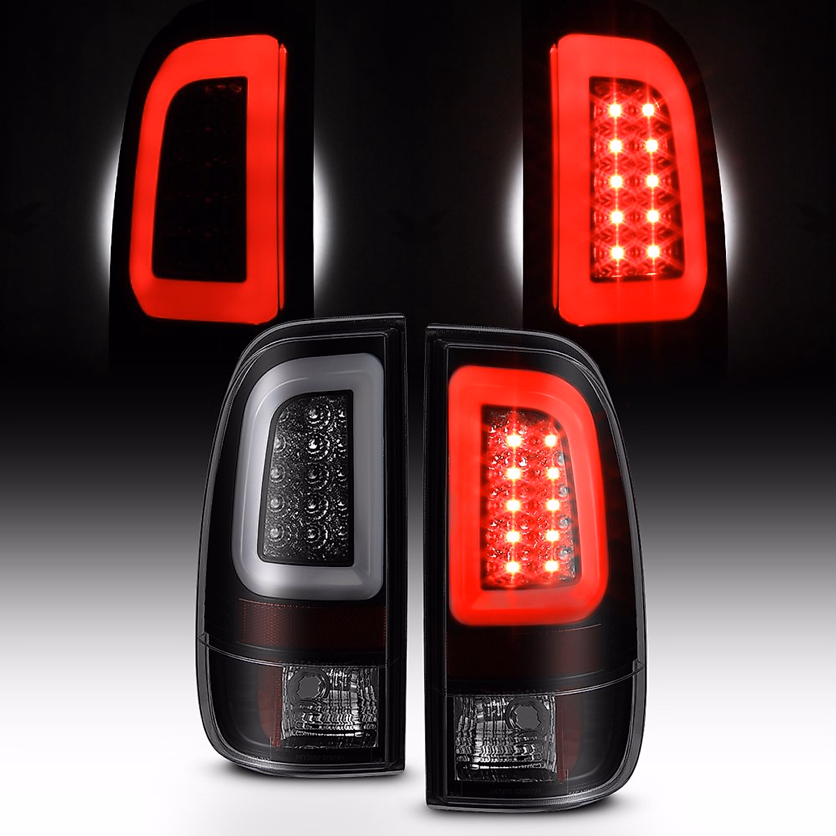 AKKON - For Black Smoked 2008-2016 Ford F250 F350 F450 F550 SuperDuty LED Tube Tail Lights Pair Brake Lamps