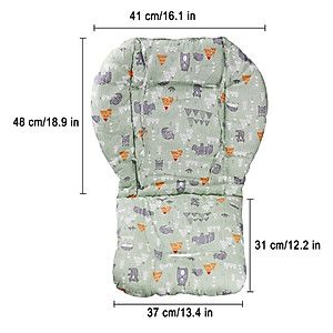 Baby High Chair Cushion, Thick Pad for Wooden High Chair, Baby Dining Chair Liner Mat (Green Forest)