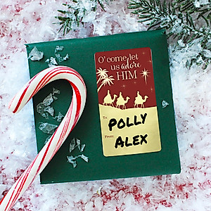 Red and Gold Christmas Gift Tags, Self-Adhesive Stickers – 75 Labels, Peel and Stick Christmas Gift Tags, Metallic Gold Gift Wrap Tags