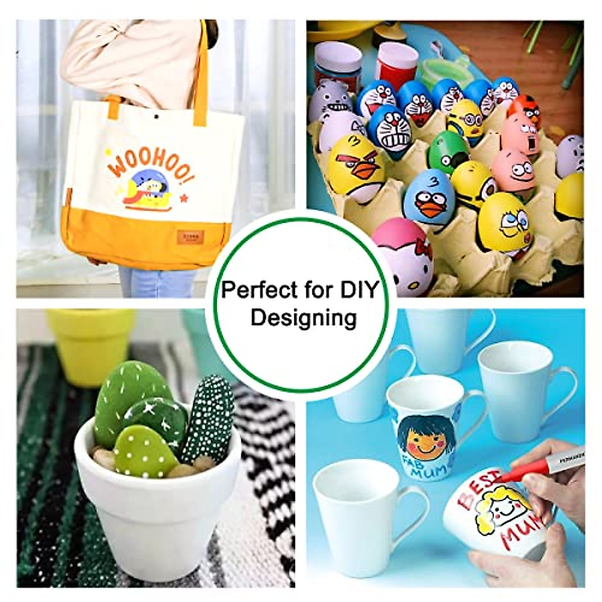 Vitoler 18 Assorted Color Permanent Markers,Fine Point Art Marker Pens Set for Adult Coloring Marking Doodling Painting on Plastic,Glass,Stone