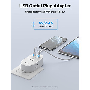 JSAUX Multi Plug Outlet Extender with USB [4AC+2USB-A]+ USB-C Cable 3A Fast Charging [3Pack, 10ft+6.6ft+3.3ft]