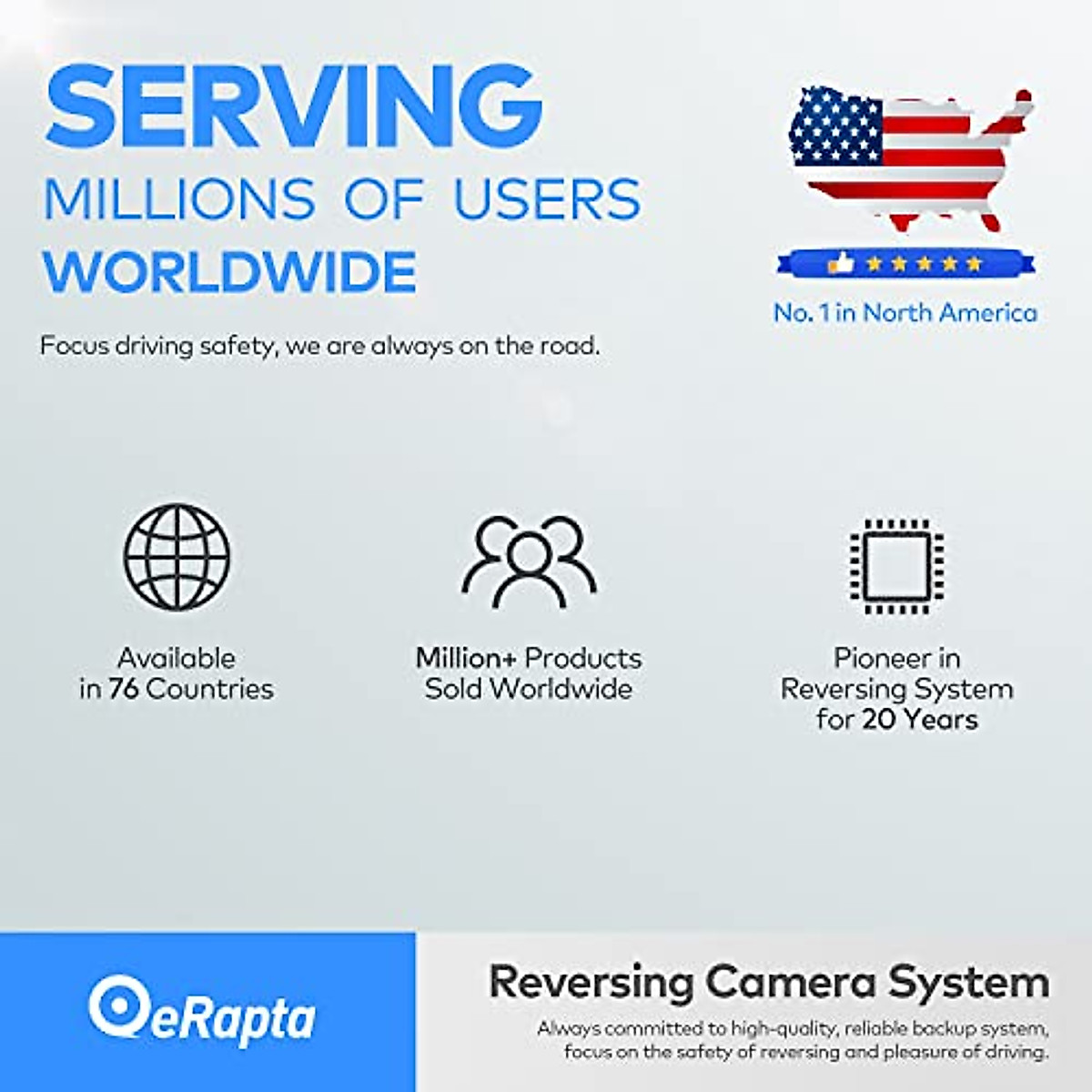 HD eRapta ERT01 Backup Camera Rear View License Plate Reverse Camera Universal for Pickup Truck Car SUV 149° Perfect Angle Night Vision IP69K Level Waterproof