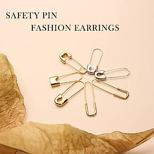 Silver Safety Pin Earrings Minimalist Jewelry Gift for Women