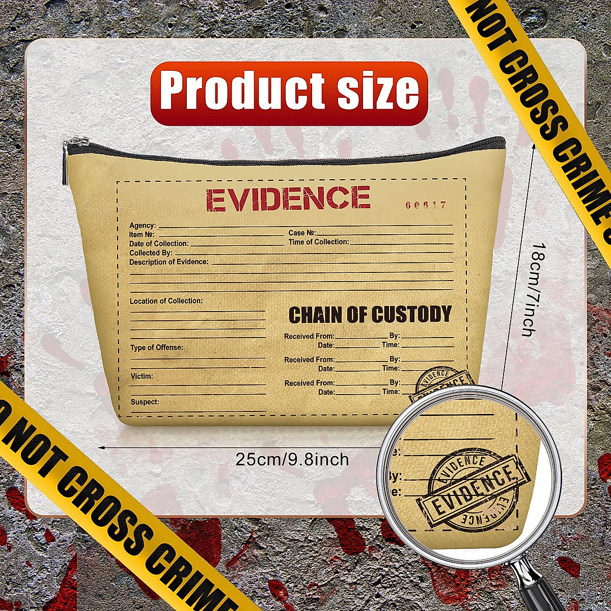 Oudain 4 Pcs Evidence Bags Evidence Makeup Bag Evidence Pencil Bag Novelty Zipper Pouch True Crime Bags for Women Office
