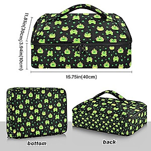 Kcldeci Insulated Thermal Food Carrier Insulated Casserole Carrier for Hot or Cold Food,Cute Frog Kawaii Insulated Tote Bag for Potluck Cookouts Parties Picnic,Lasagna Lugger