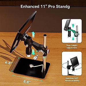 Opqpq ODM702 10" LCD Digital Micrscope, Full View Coin Microscope with Screen, Coin Magnifier with Light for Collectors, Micro Soldering Microscope for Electronics Repair, Magnifying Glass for Adults