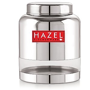 HAZEL Stainless Steel Kitchen Containers I Barni shape Container Set of 6, 2000 ml each with Airtight Lid | Multipurpose Storage Box for Kitchen Containers Set with Glossy Finish