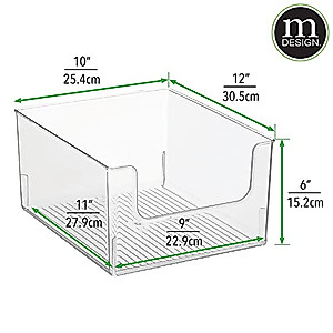 mDesign Modern Plastic Open Front Dip Storage Organizer Bin Basket for Household Organization - Shelves, Cubby, Cabinet, and Closet Organizing Decor - Ligne Collection - 8 Pack - Clear
