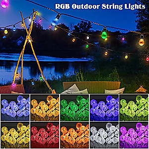 Outdoor String Lights 53FT RGB Color Changing Patio String Lights With App & Remote Control, 25 Bulbs Smart LED String Lights IP66 Waterproof Shatterproof 8 Scene Modes For Patio, Balcony, Garden